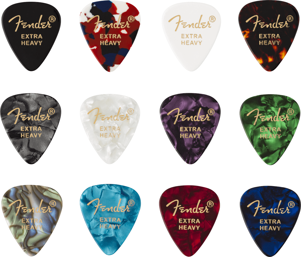 Fender 351 Celluloid Medley - 12 Picks - Extra Heavy