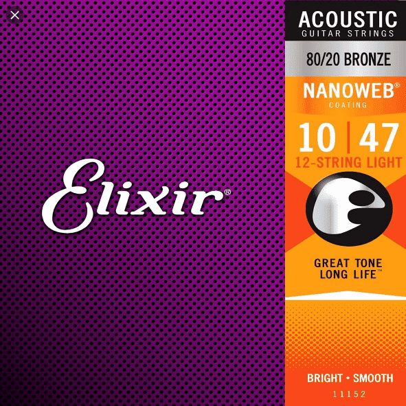 Elixir Acoustic 12-Str Set (.10-.47) 80/20 Bronze w/NANOWEB Coating