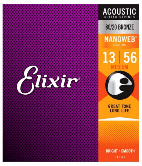 Elixir Medium (.13-.56) 80/20 Bronze w/NANOWEB Coating