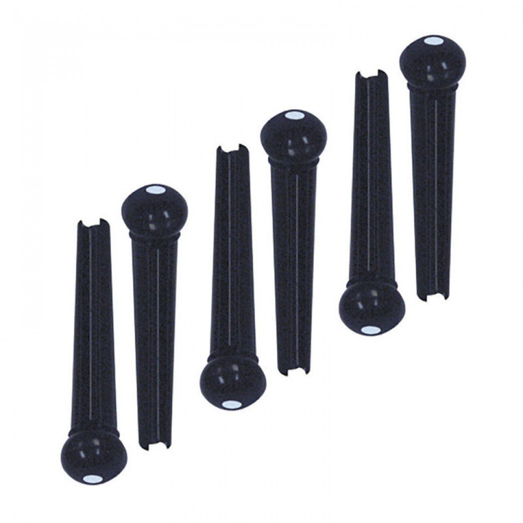 Guitar Tech Bridge Pins Set of 6 - Black w/White Dot