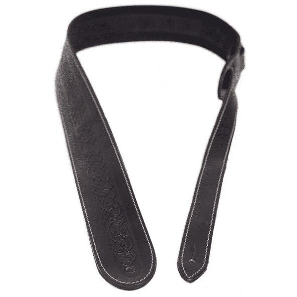 Leathergraft Celtic Embossed Guitar Strap - Black - promusica.ie