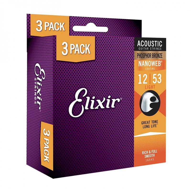 Elixir Light (.12-.53) Acoustic Phosphor Bronze w/NANOWEB Coating